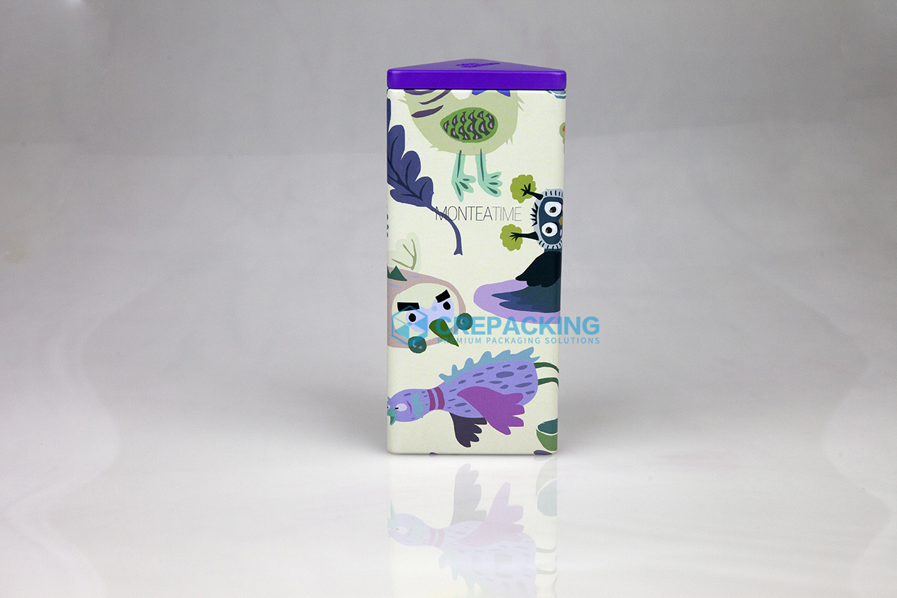 Triangle Tin Box with Pattern for Tea and Coffee - TIN BOX - CREPACKING